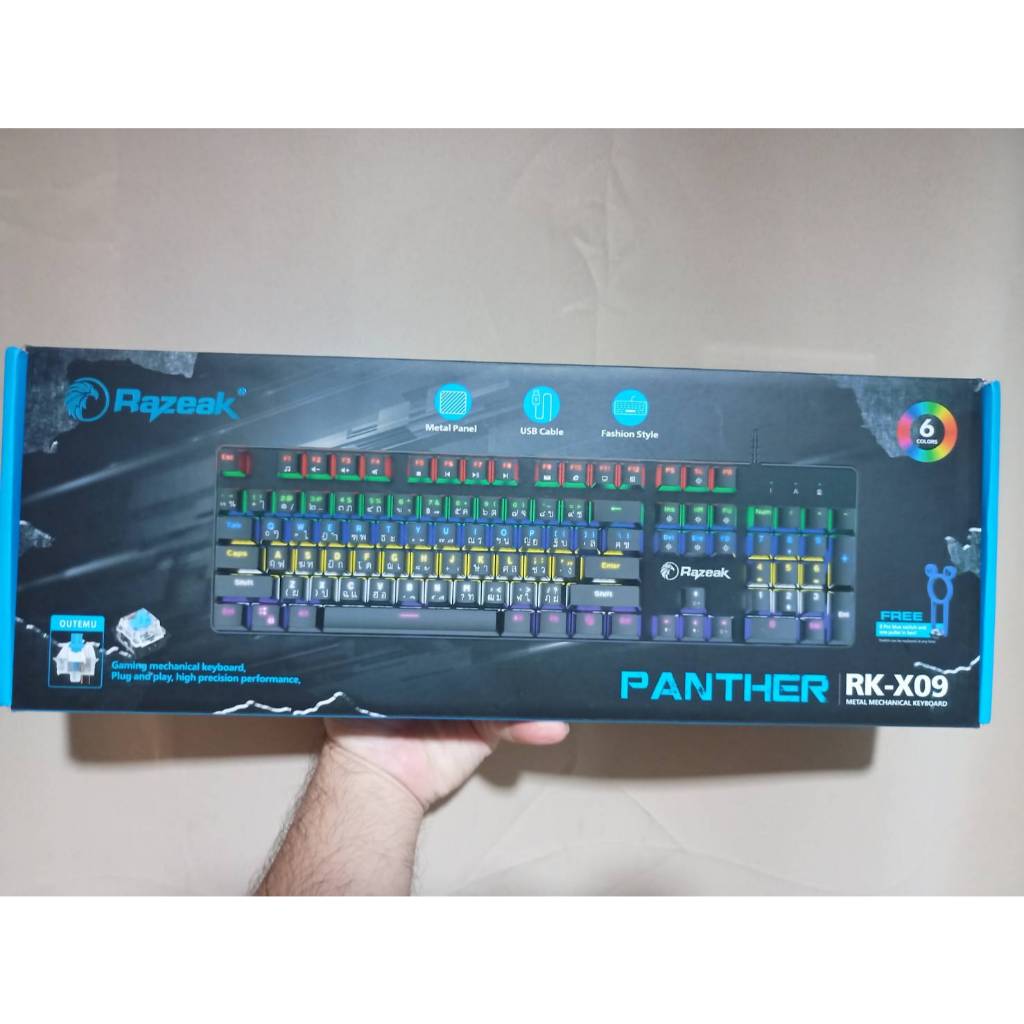Gaming Keyboard RAZEAK PANTHER RK-X09 Red Switch Soft Quiet Comfortable ...