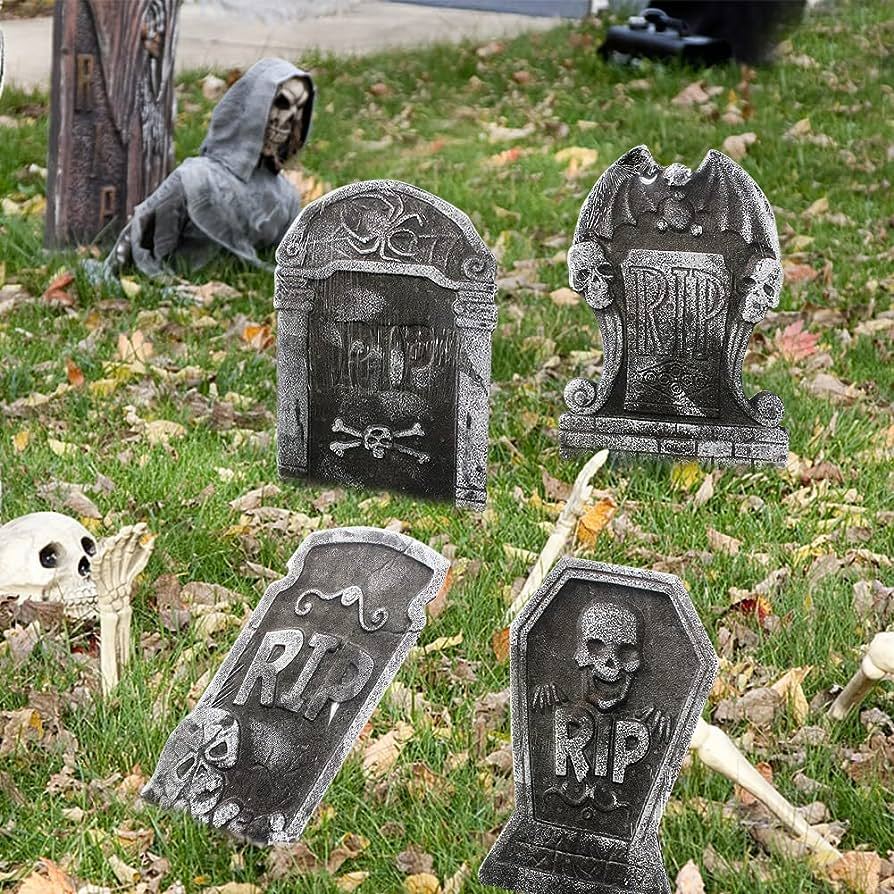 Tombstone Halloween Decoration Fake Graveyard Sign Ghost Theme Supplies ...