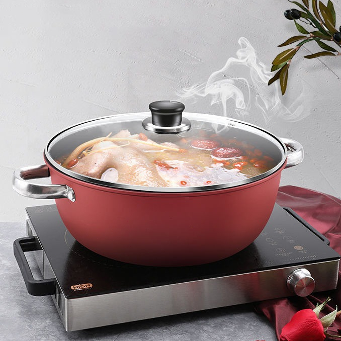 Double Handle Stainless Steel Soup Pot Milk Set With Lid Pan Shabu ...