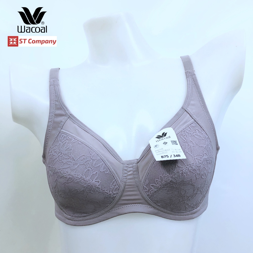 Wacoal Basic Bra Gray (Gray) No Wire Wireless Full Cup Storage 2 Hooks Bubble Thin Underwear ...