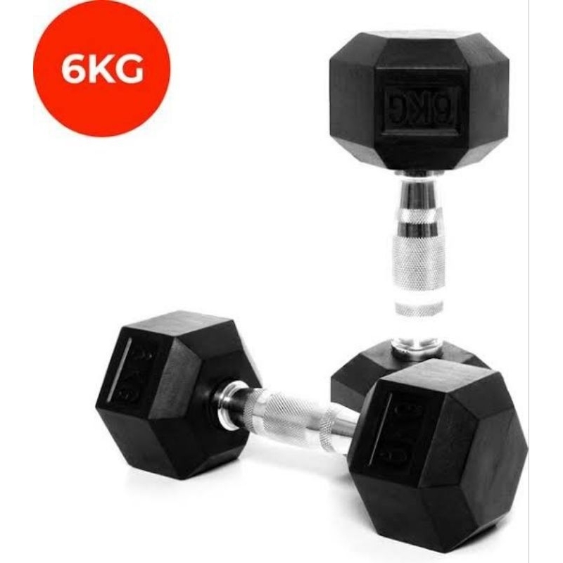 Hexagon rubber Dumbbell Hex dumbbells 6KG(1Pair) | Shopee Malaysia