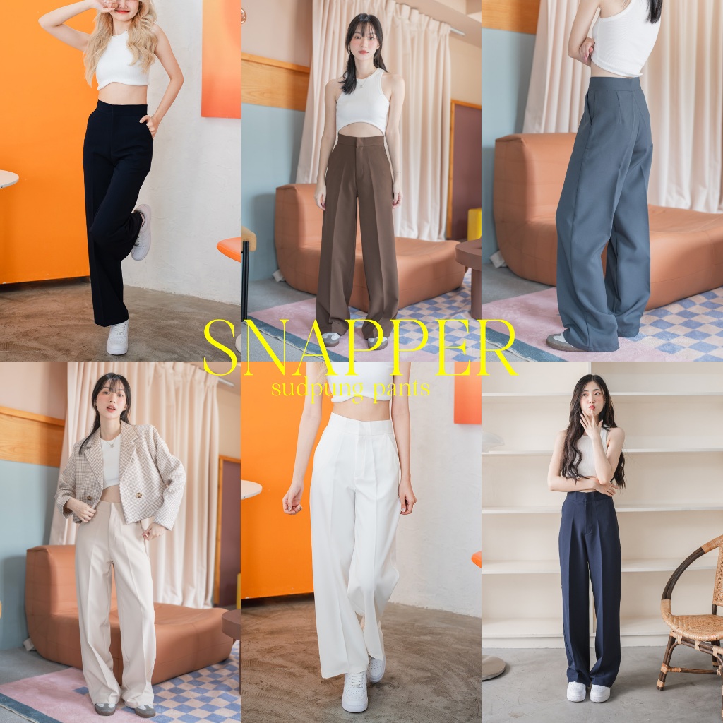 Snapper_SP004 High Waisted Middle Pants Front Hook Thick Fabric Is Worn And Looks The Long Legs ...