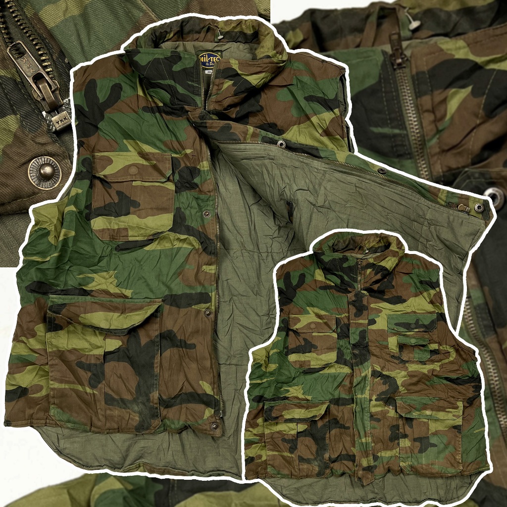Vintage Jacket Mil-Tec Ranger Vest Insulated Woodland Camo Hunting ...