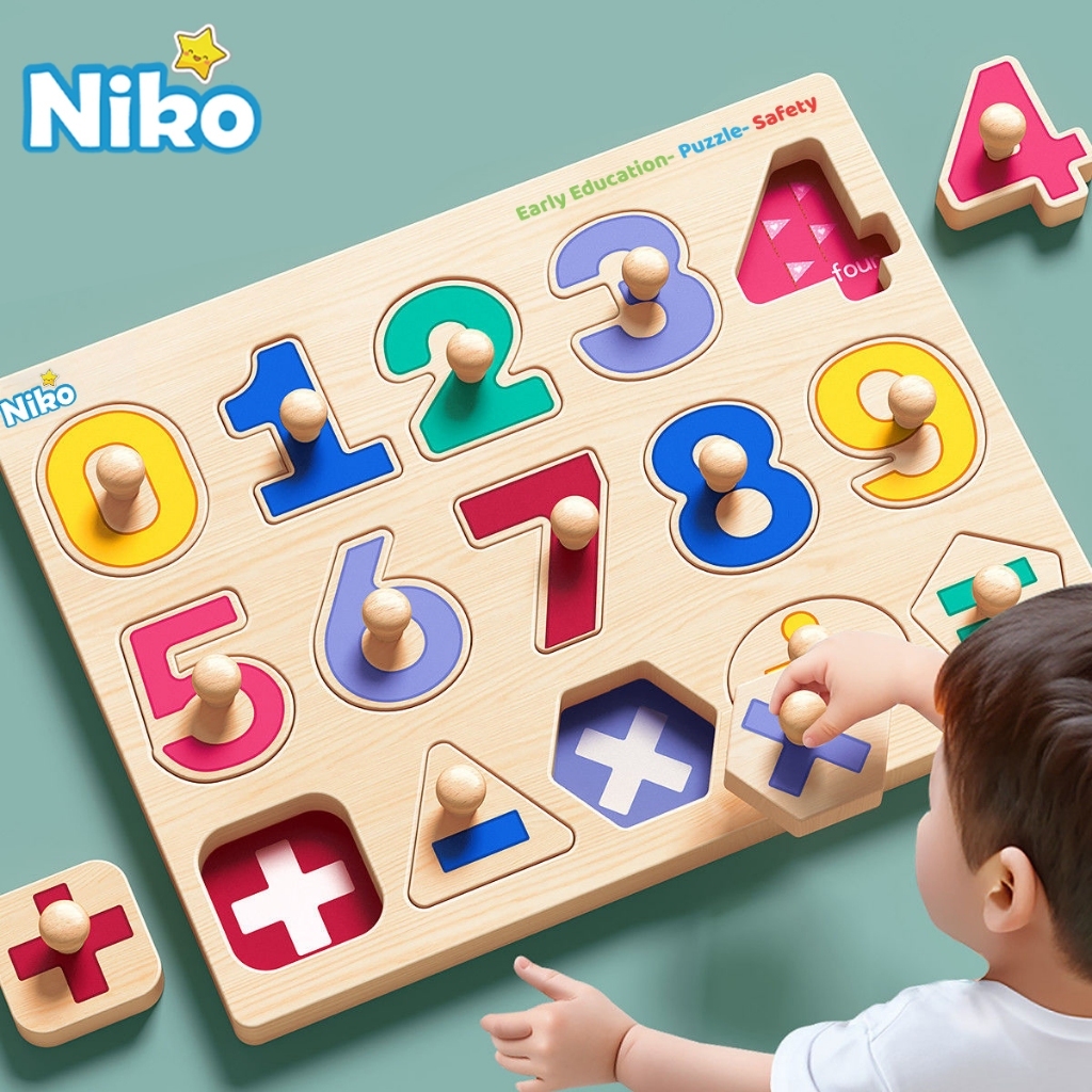 NIKO ABC Letter Digital Puzzle Wooden Toys For Kids Alphabet Sorter ...