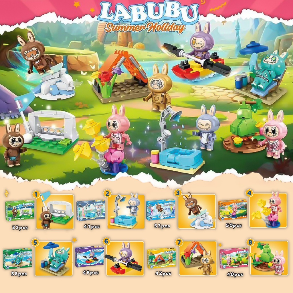 Building Blocks Labuh K971 LABUBU Cute Cartoon 1 Set 8 Boxes | Shopee ...