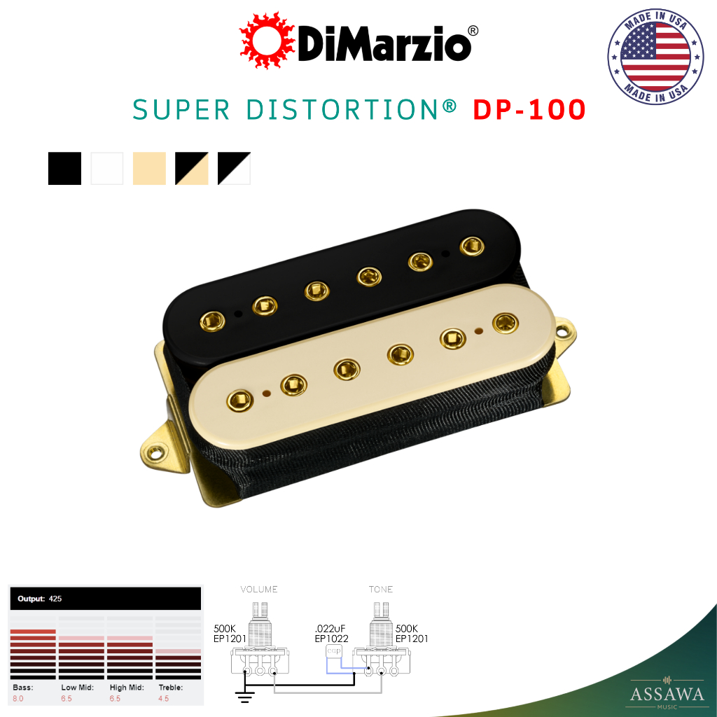 Dimarzio DP-100 SUPER DISTORTION Electric Guitar Pickup DP100 DP 100 F ...