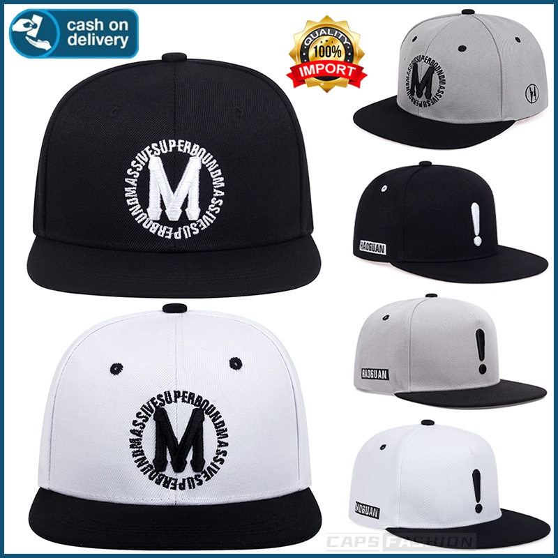 Hip Hop Style Baseball cap M Letter Embroidery Fashion Retro Flat Brim ...