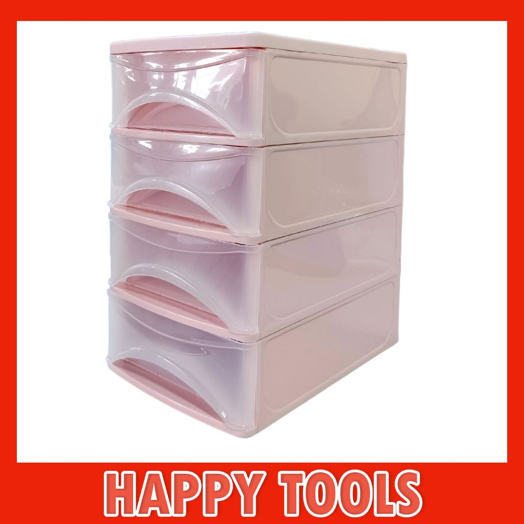 Plastic Drawers 4-Tier Small Chest Of Pink 1034M4 Size 26x18.5x31.5 Cm ...