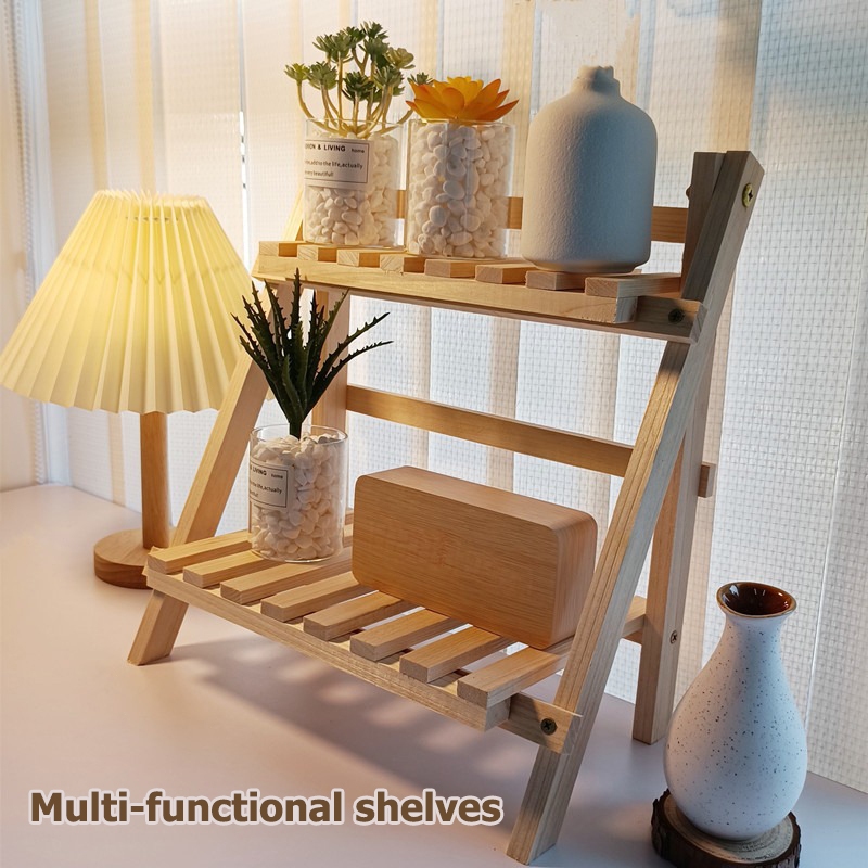 Wooden Table Top Shelf Simple Multi-Function Folding Corner Trapezoid Double Free Installation ...