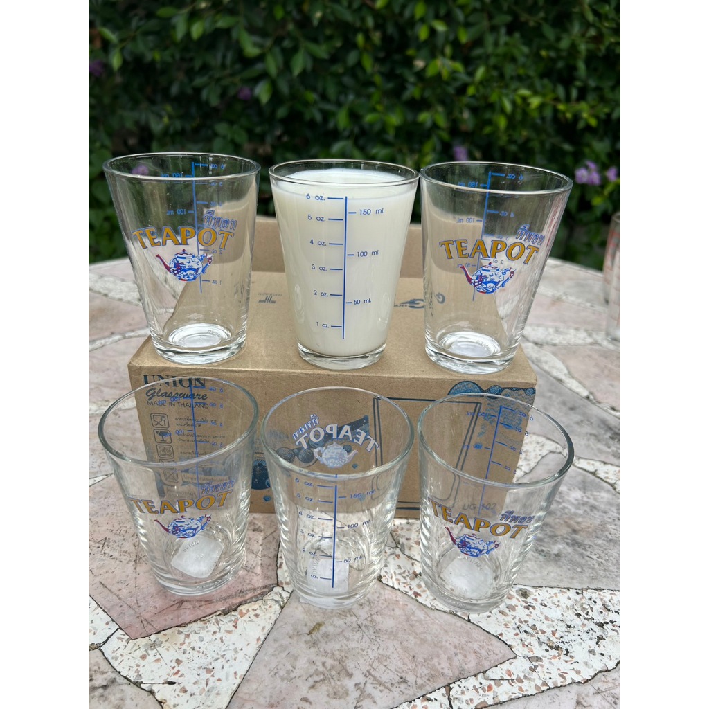 (Set Of 6 Glasses) Hot Brewing Glasses Tea Pot Measuring Cup Scale 6 Oz ...