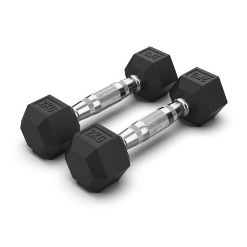 Hexagon Rubber Dumbbell Hex dumbbells 1KG(1Pair) | Shopee Malaysia