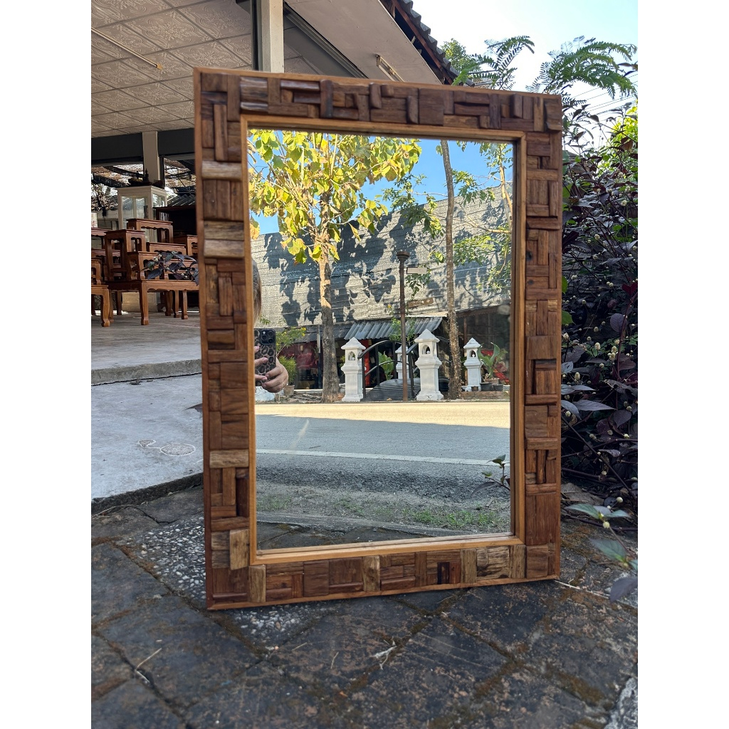 Teak Mirror Patch Work 2 Sizes Country Style Wooden Old Retail Frame ...