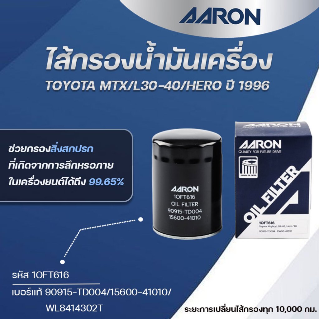 AARON Oil Filter TOYOTA MTX/L30-40/HERO 1996 Year (1pc) | Shopee Malaysia
