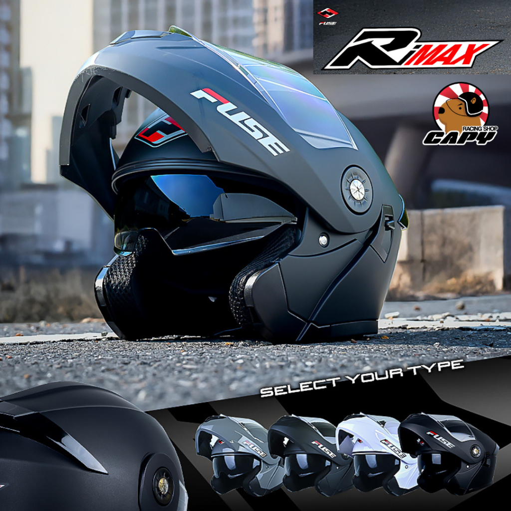 Fuse Rimax Helmet With Open Chin Lightweight Built-In Sunglasses ...