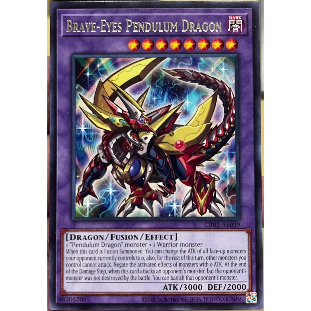 Yugioh Asia-Eng [CR02-AE039] Brave-Eyes Pendulum Dragon (Rare) Authentic Yuki Card Cheap ...