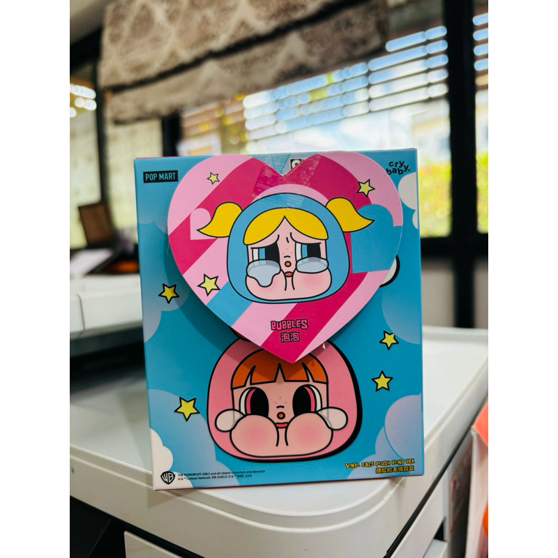 BUBBLES POPMART CRYBABY x Powerpuff Girl Keychain Blue Ear Yellow (Seam ...