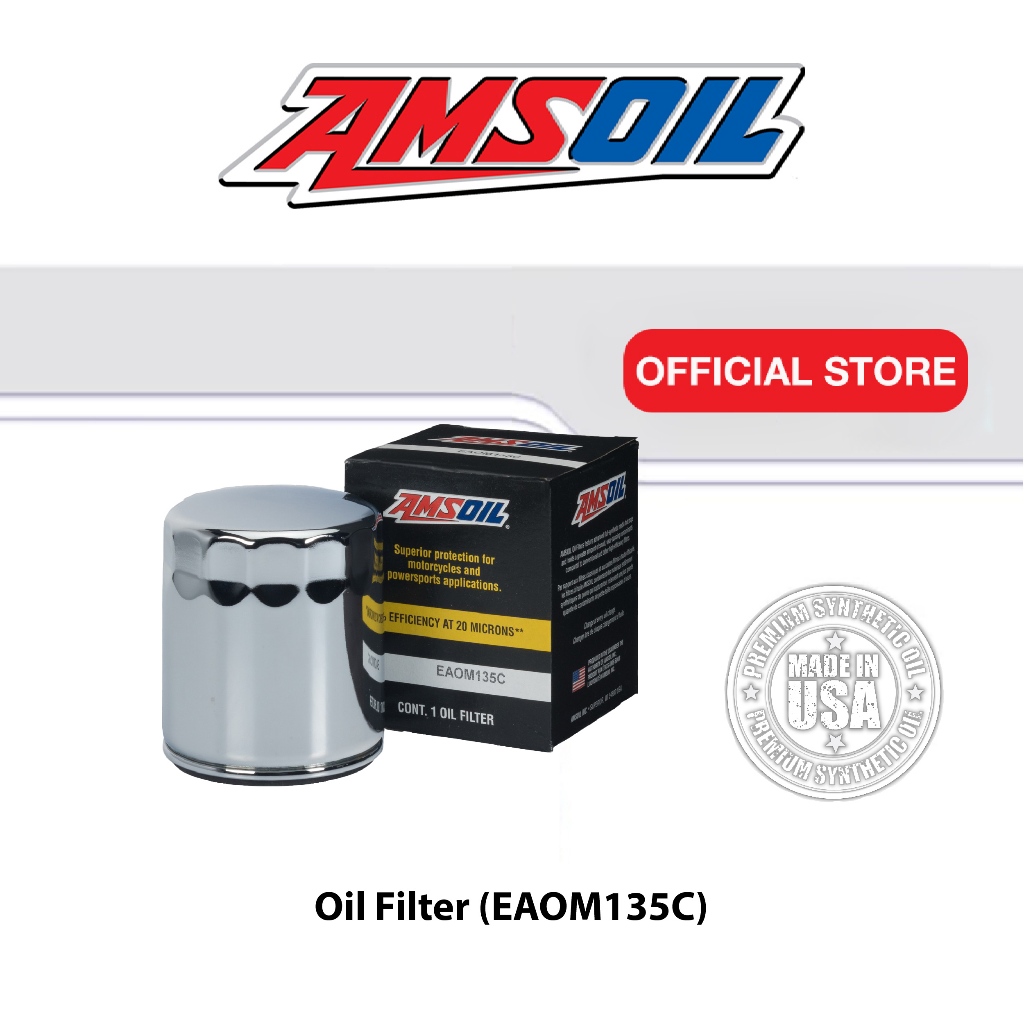 (A-FTEAOM135C) AMSOIL Oil Filter EAOM135C For Harley (Chrome) | Shopee ...