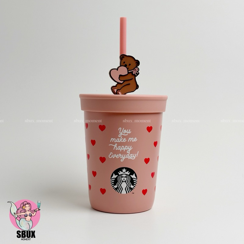 Starbucks Korea 2024 Valentines Day Be Mine Bear Cold Cup (Pink ...