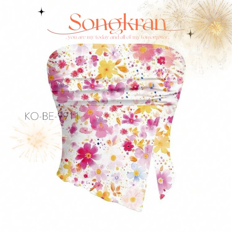 SongKran Model Strapless Flower Pattern Shirt | Shopee Malaysia