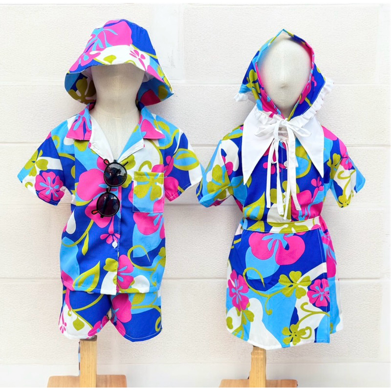 Songkran Flower Pattern Set Couple Brothers Wear A Cute Pair Get Of 3 ...