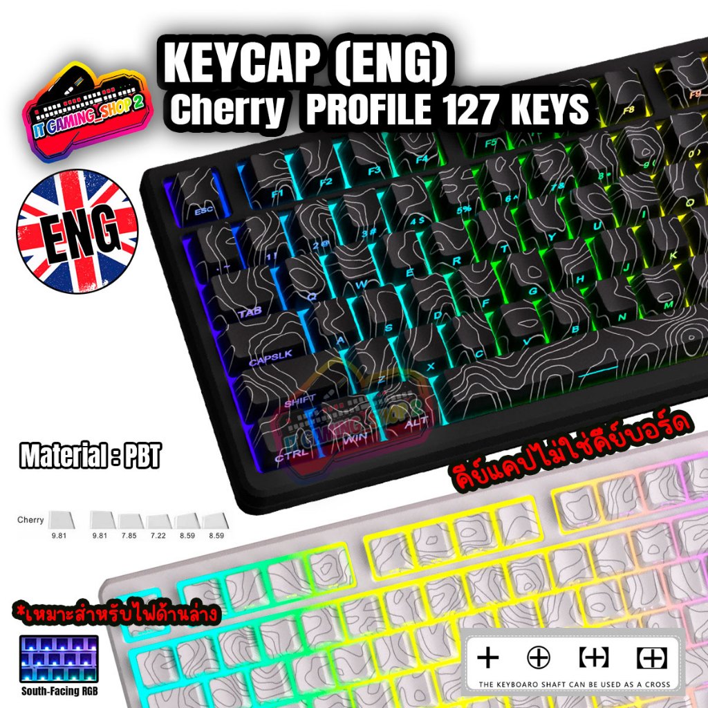 KeyCap Cherry PBT 127 Keys Keycaps For Mechanical Keyboard English ...