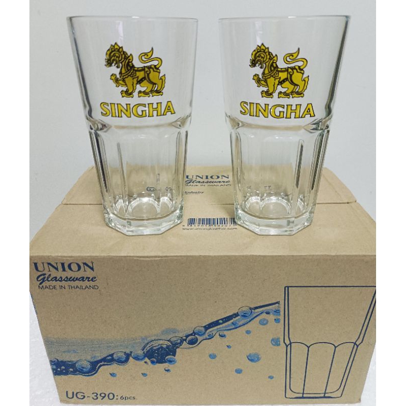 Singha Beer Glass Set 2 Pieces 14.5 Oz. Height 14 Cm.mouth Width 8 Cm ...