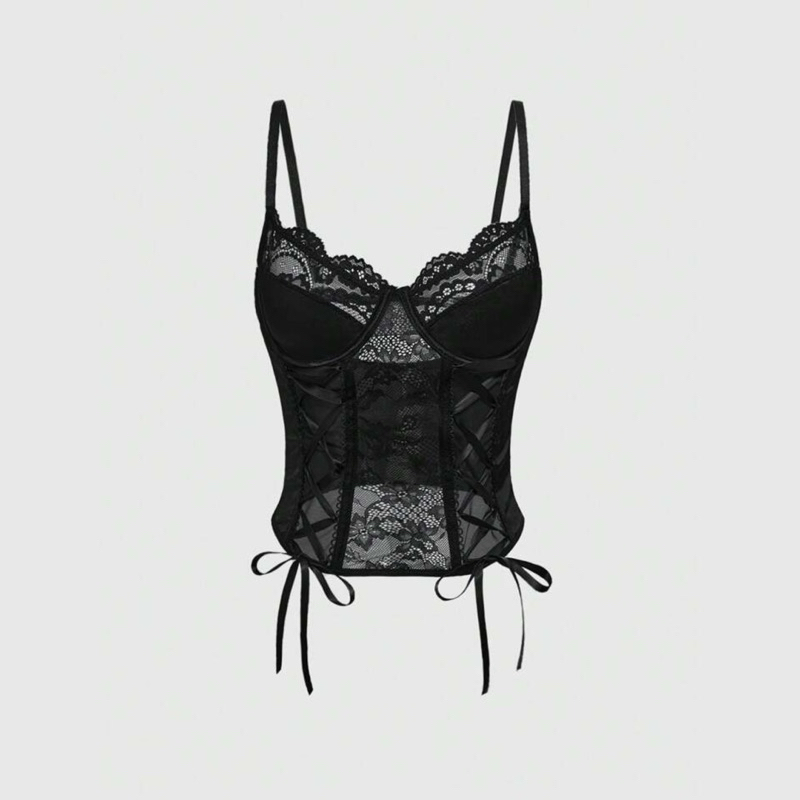 PRE-ORDER ROMWE Goth Lace Top Sexy Vintage Gothic Style Label Work ...