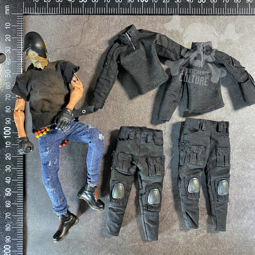 1/12 Black Military Uniform Suit for 1/12 scale Combat Set 1/12 figure ...
