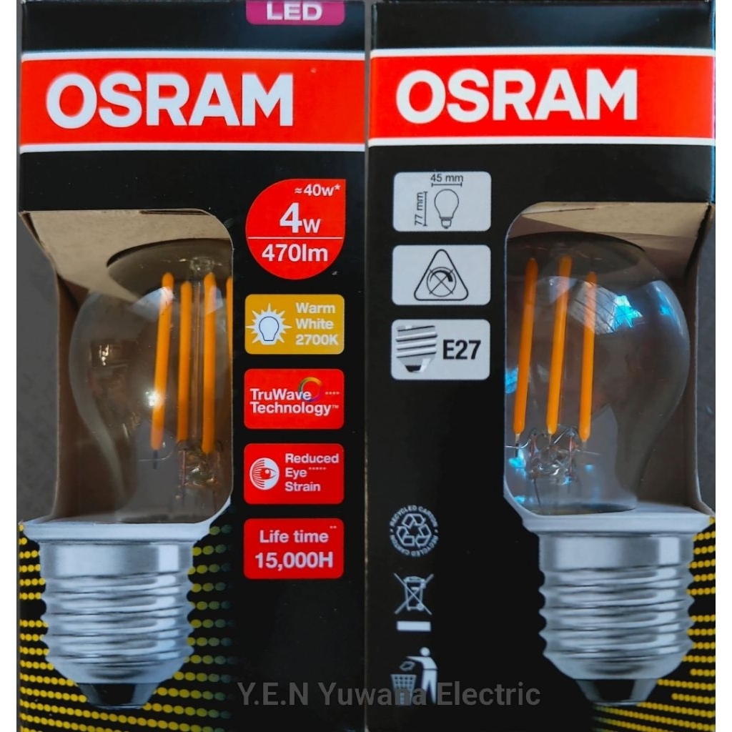 Osram Led Filament Bulb Model LV CLA 4w 827/E27 (Dimmable) | Shopee Malaysia