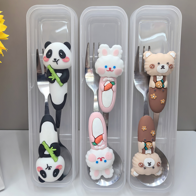 New Cutlery Set 2 Pieces Panda Pattern Cute Rabbit Cartoon Carrot (With ...
