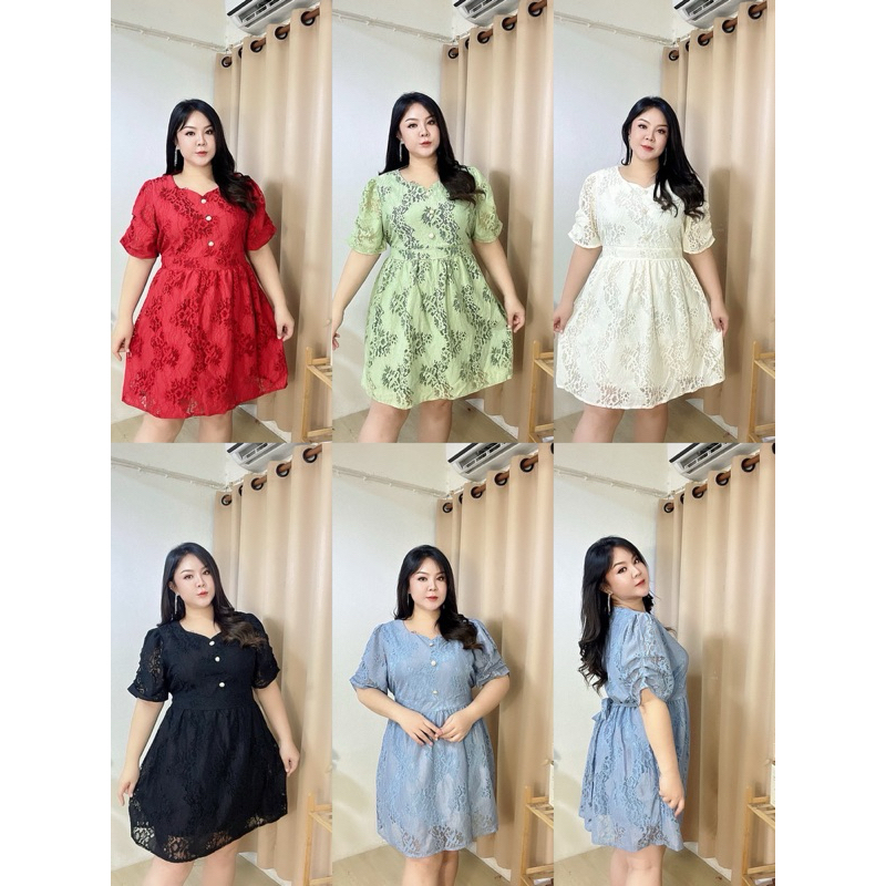 Heart-Neck Lace Dress With Buttons Wrinkled Sleeves Lining Work Whole ...