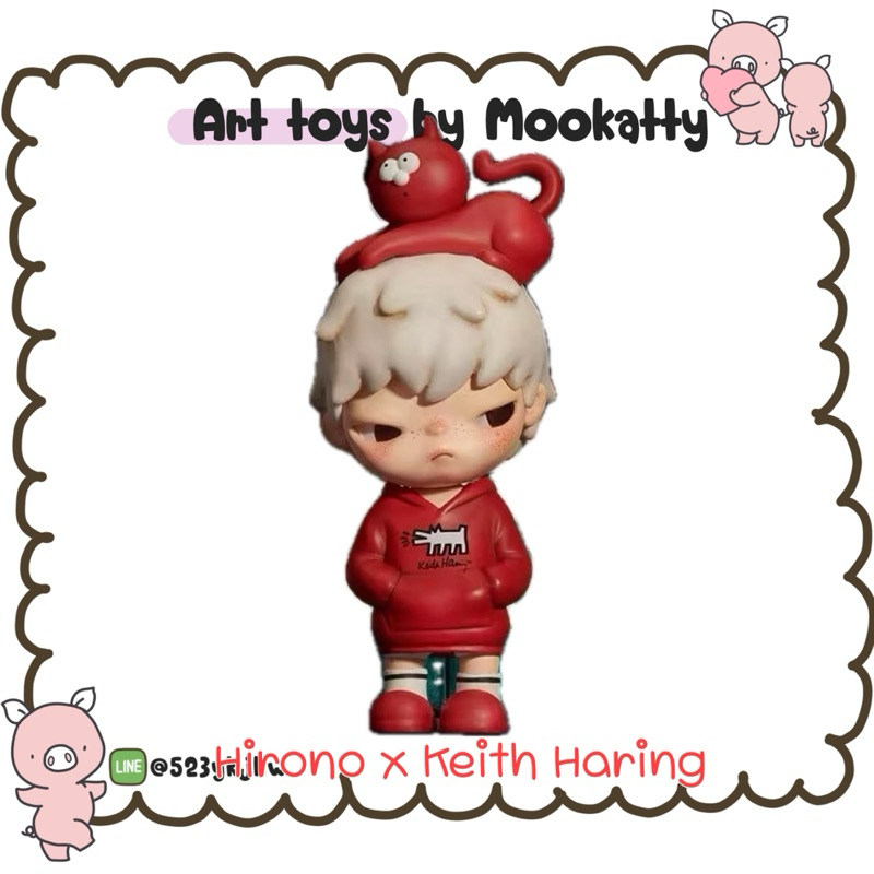 popmart Hirono x Keith Haring/Simper Red Cat Figures Model Collectibles ...