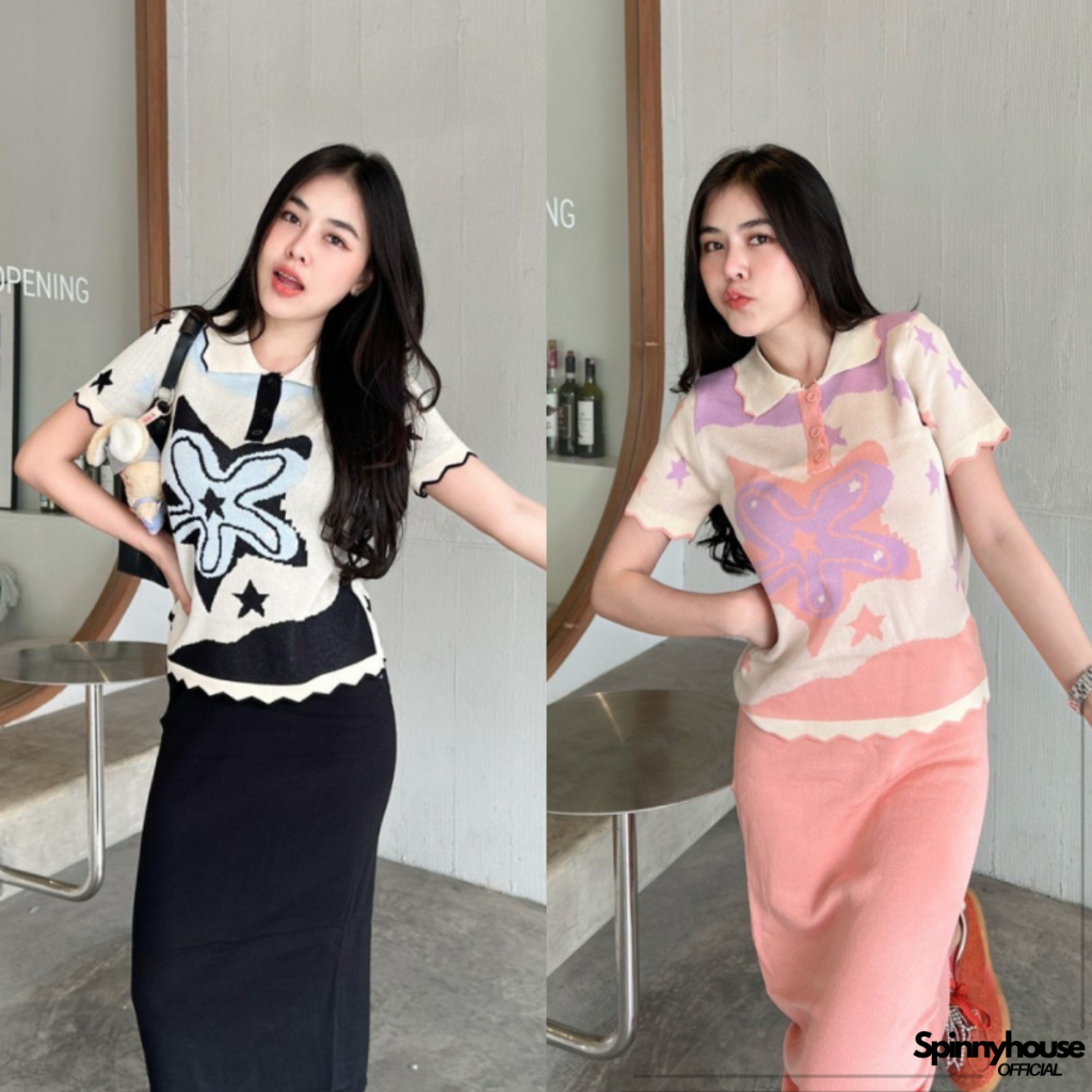 SpinnyHouse 2-Piece Set T-Shirt Collar + Long Skirt Buttons Are Practical. Silk Fabric A Lot Of ...