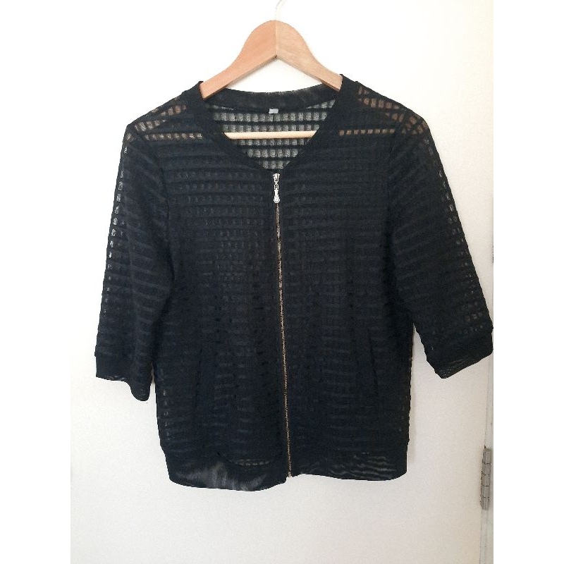 Black Jacket See-Through Pattern Used In Good Condition. | Shopee Malaysia