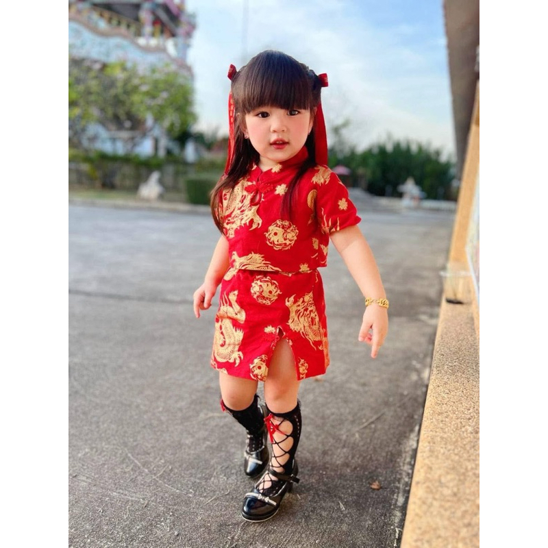 Chinese New Year 2025 Wedding Dress Fresh Red Daughter Lovely Golden ...
