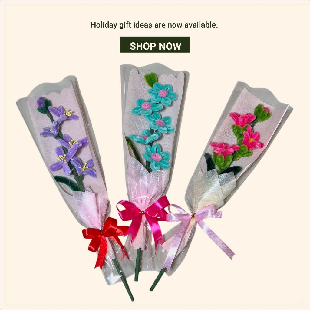 Velvet Wire Flowers DIY Bouquet Valentines Gift Color Choices Size ...