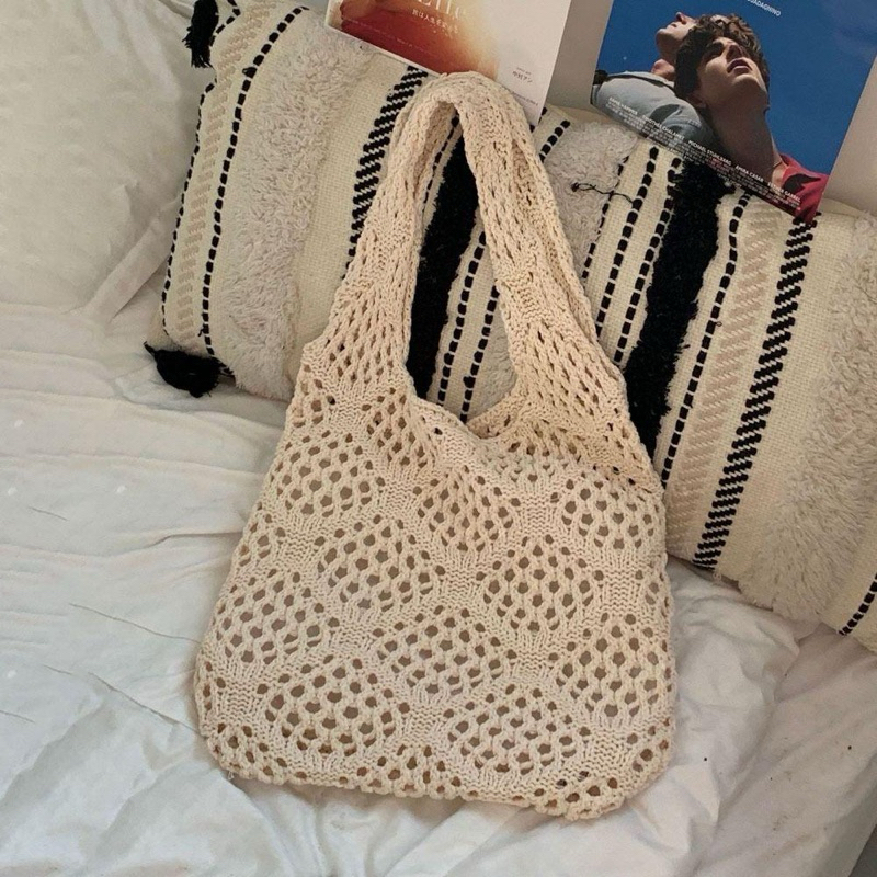 Cream Colored Rope Braided Shoulder Bag (2nd Hand) | Shopee Malaysia