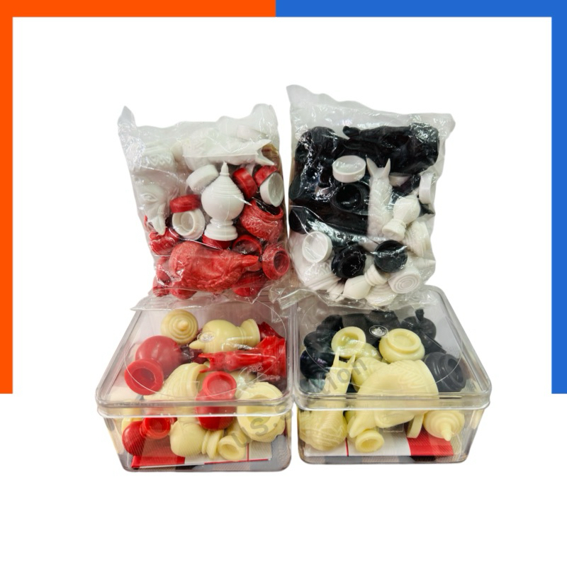 Thai Chess White-Black White-Red Standard Model Shiny Plastic Box Paper ...