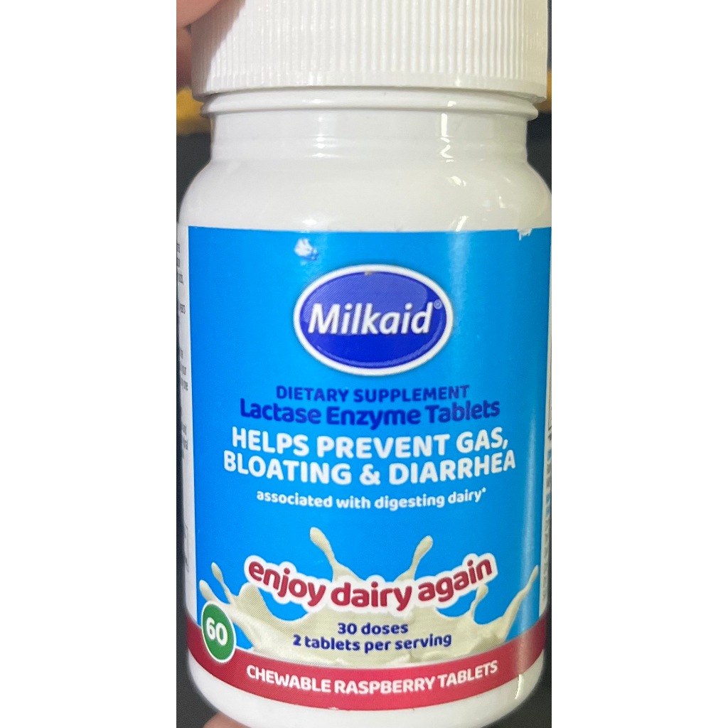Milkaid Lactase Enzyme 6000 ALU per serving | Fast Acting Raspberry ...
