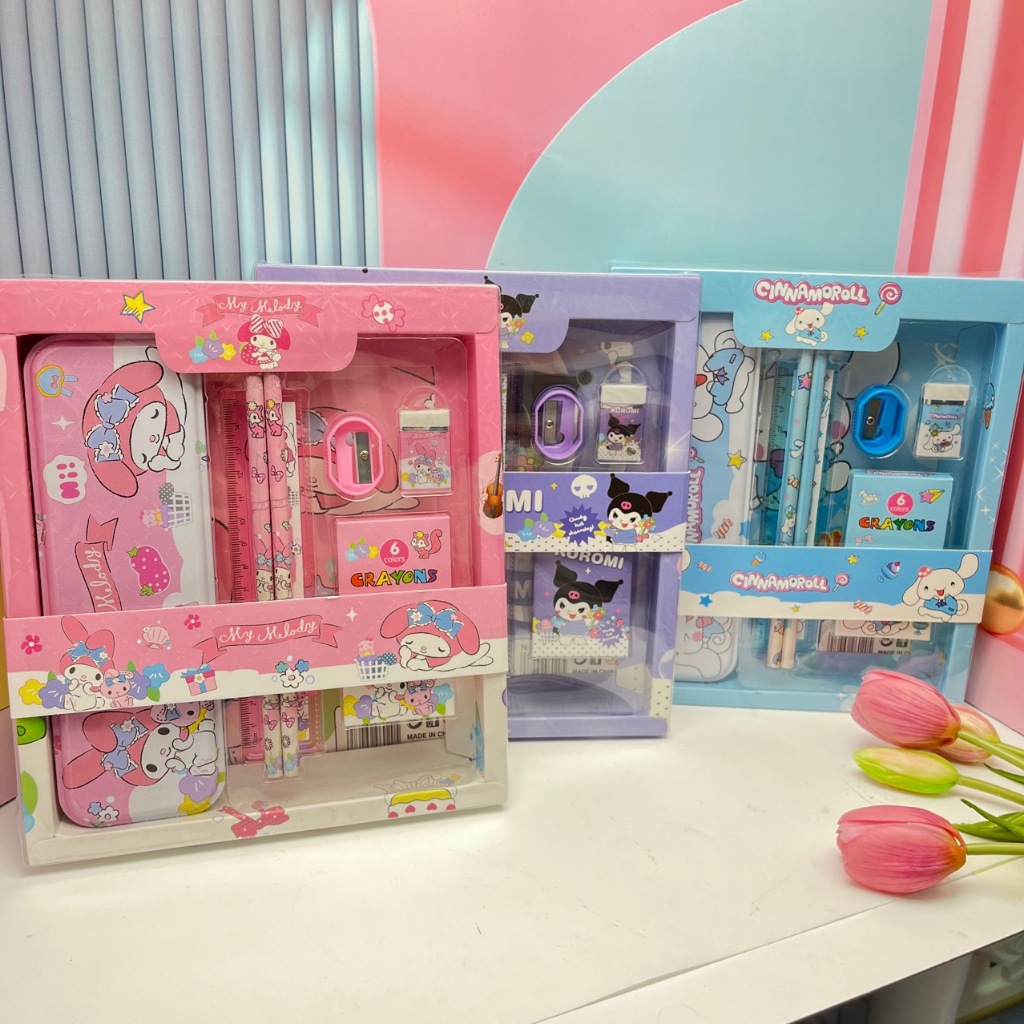 Stationery Set Pencil Sharpener Ruler Cute Cartoon kuromi Sanrio ...