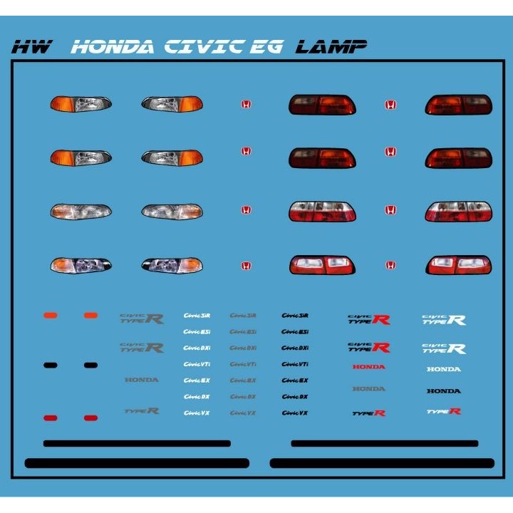 Decal Honda CIVIC EG Car Lights Headlights Taillights Can Be Installed ...