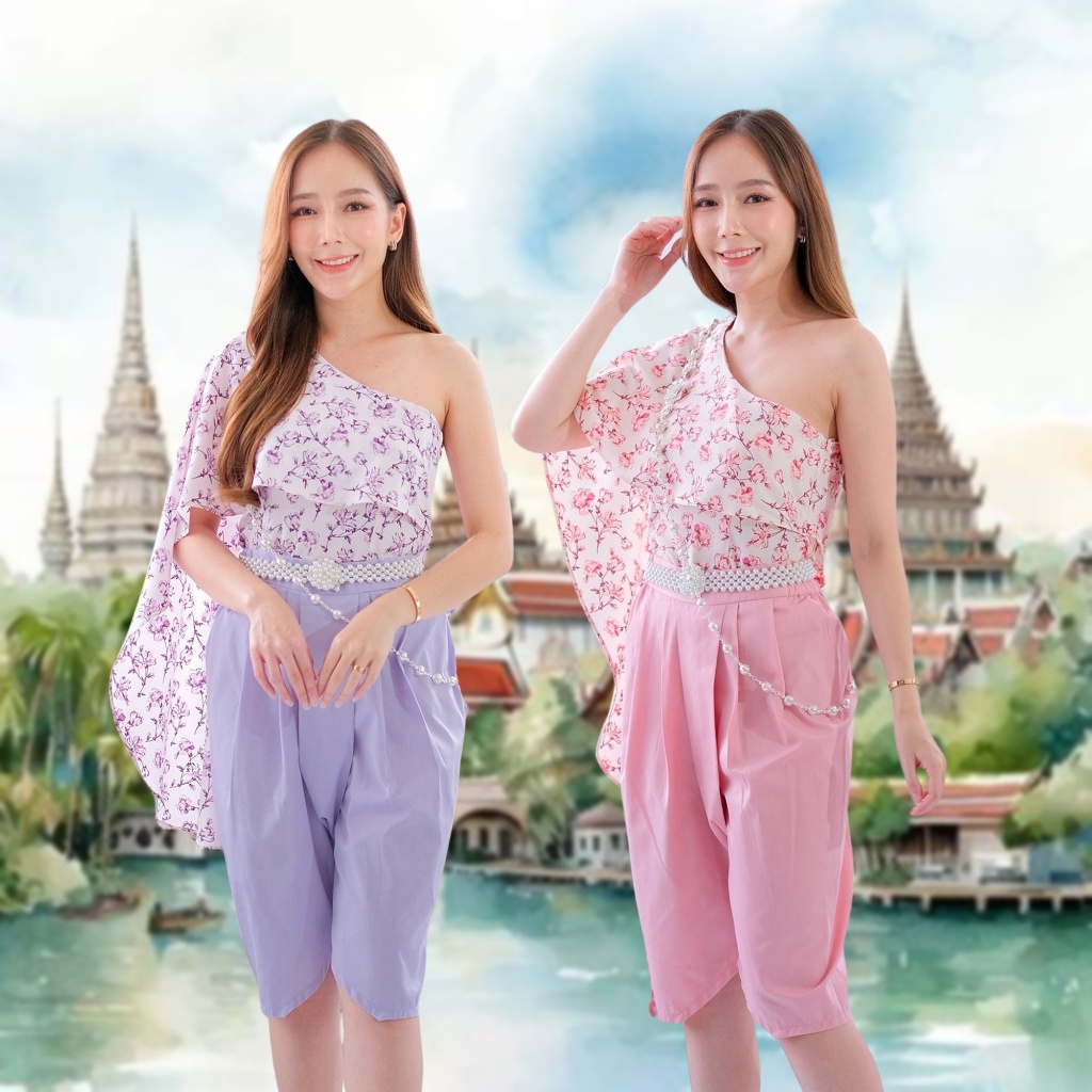 Thai Dress Sweet Color Pastel Finished Sabai Flower Pattern Loi ...