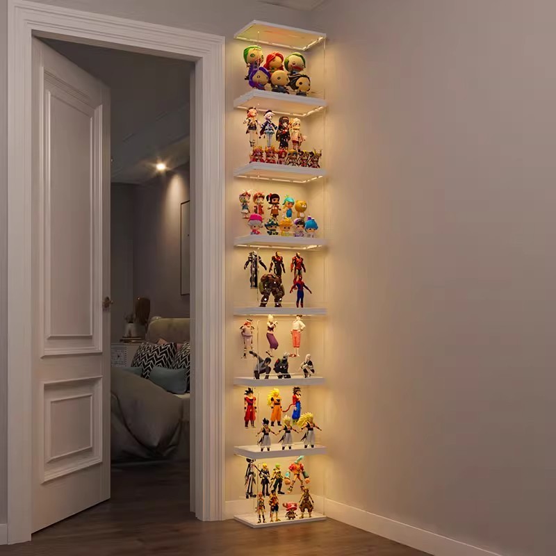 Wise Clear Acrylic Cabinet Labubu Model Shelf Display PET Popmart Doll ...