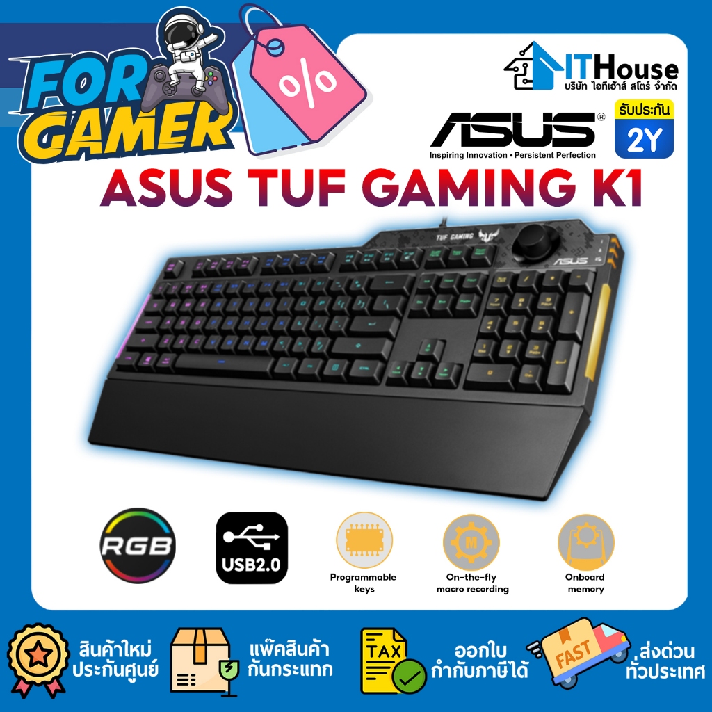 ASUS TUF GAMING K1 Gamer Keyboard Tactile Mech-Brane Switches/RGB ...