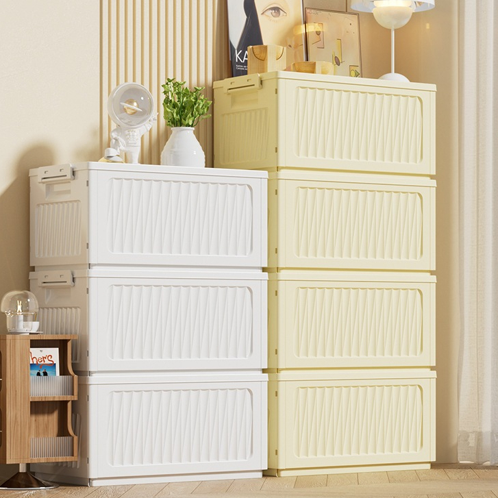 Foldable Clothes Box 120L Wardrobe Storage Clear Plastic Stackable ...