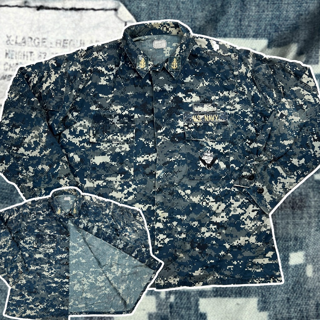 Sack Jacket Military US Navy Shirt Mens S Working Uniform NWU Type I ...