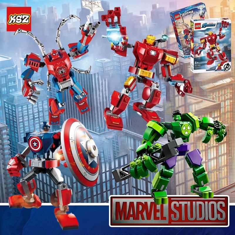 KSZ ironman Puzzle spiderman thor captain america hulk Blocks Robot ...