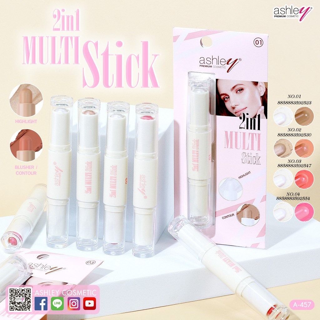 Ashley A-457 2in1 multi stick Blush Contour Highlight All In One Easy ...