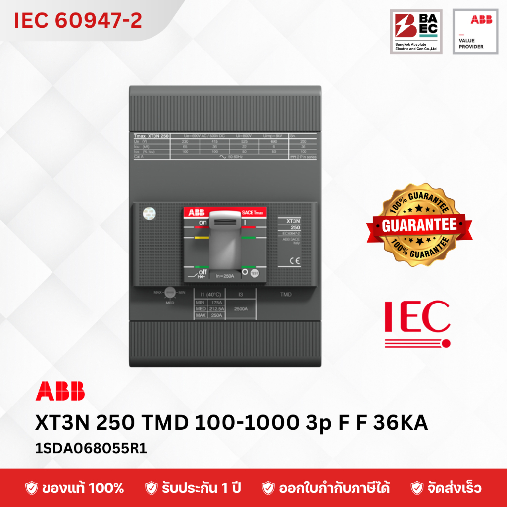 ABB Breaker XT3N 250 TMD 100-1000 3p F | Shopee Malaysia