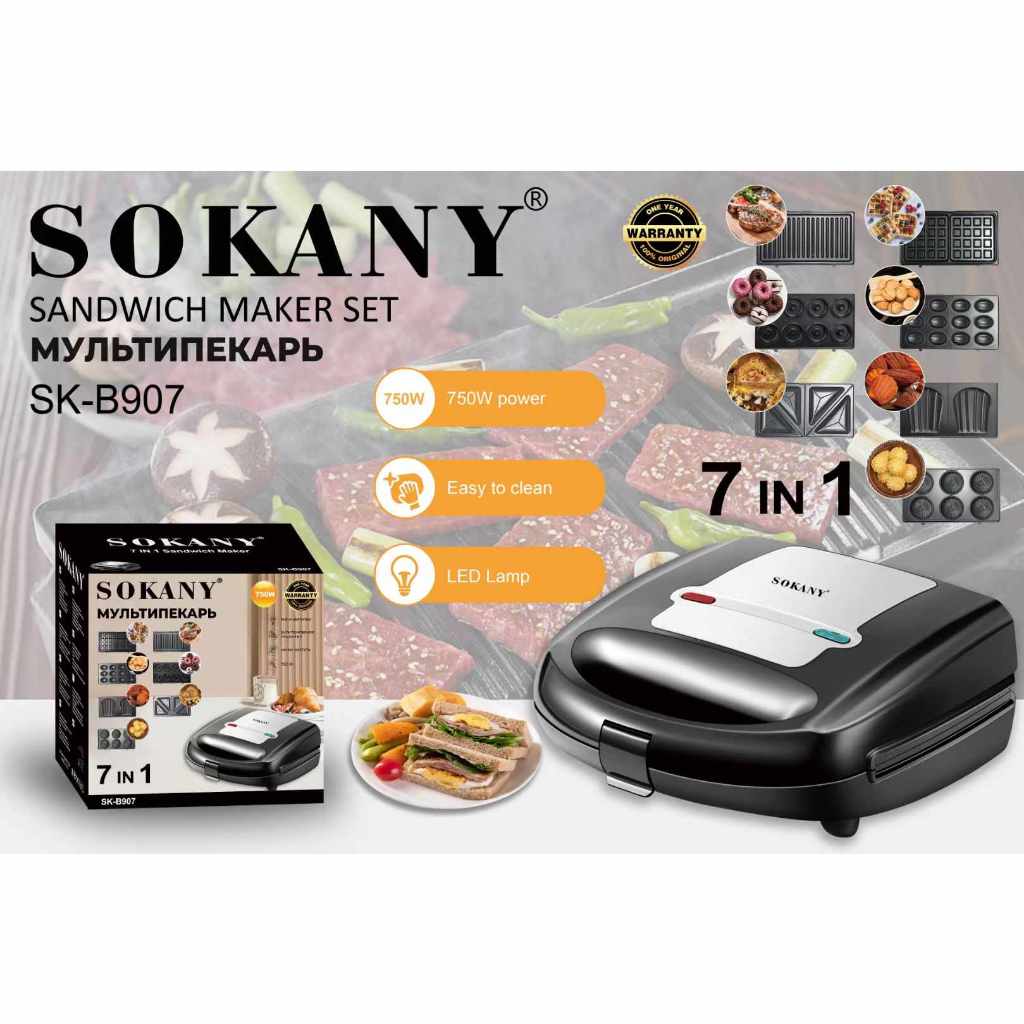 SOKANY 7in1 Waffle Maker Breakfast Machine Egg Snack Can Make Donuts ...